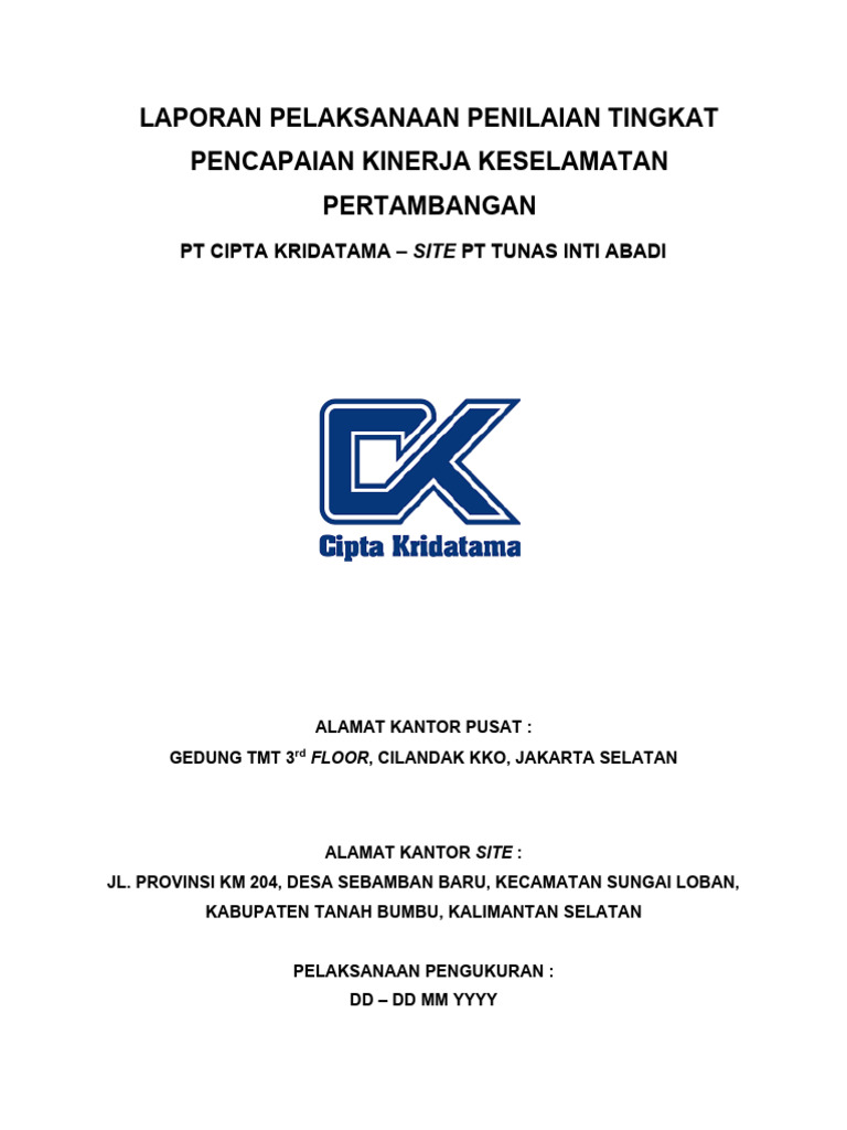 Format Laporan Pencapaian Tingkat Kinerja KP - CK | PDF