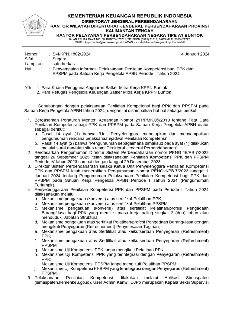 Penilaian Kompetensi PPK dan PPSPM 2024 | PDF