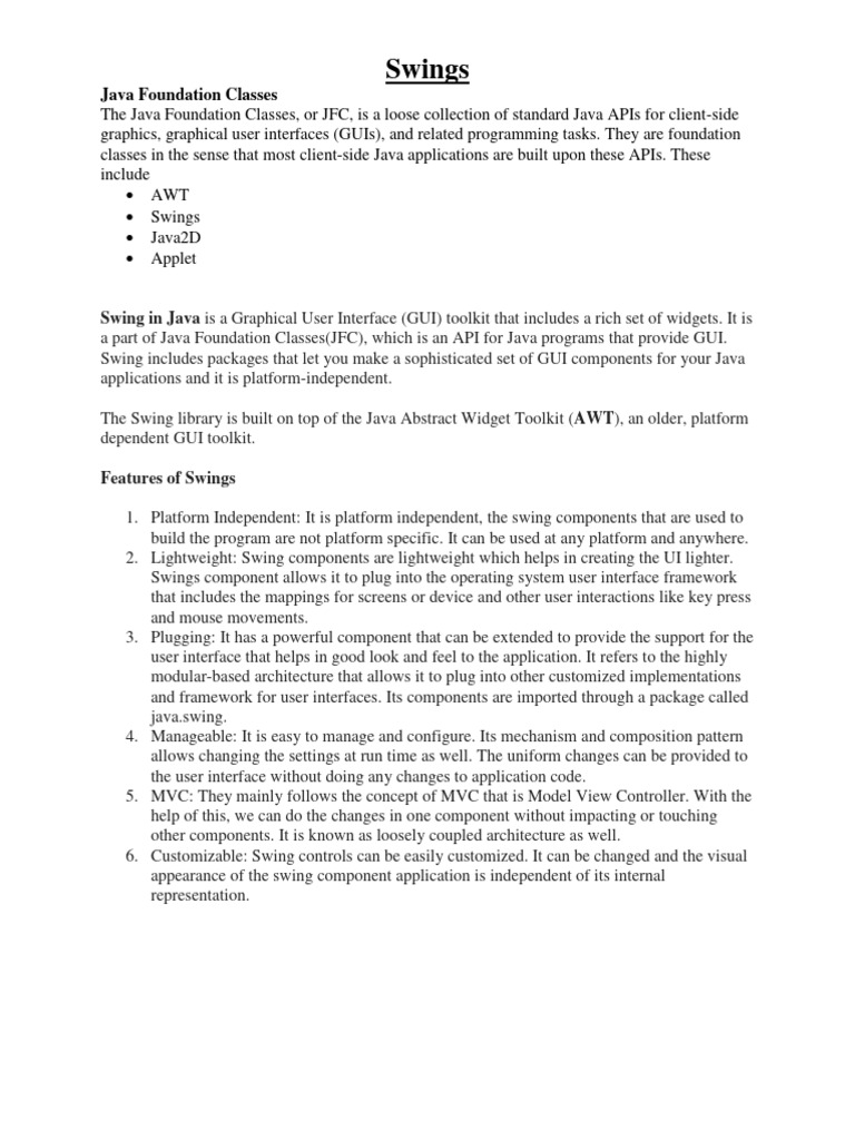 Swings 1 | PDF | Human–Computer Interaction | Computing