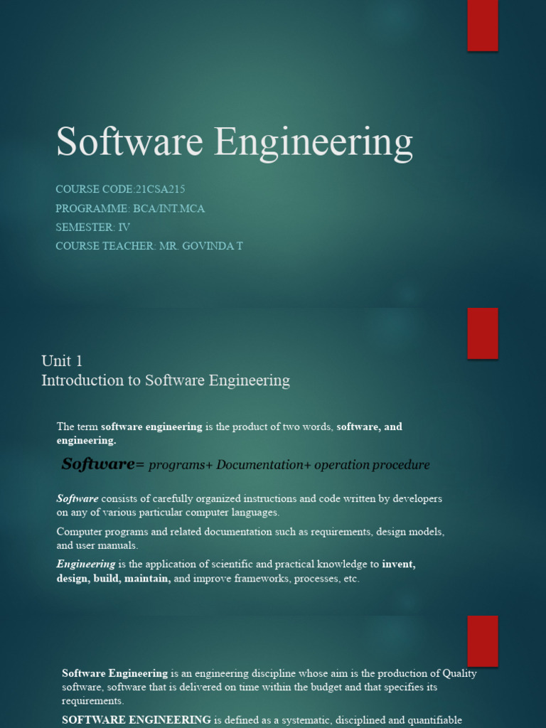 Software Engineering Unit1 | PDF | Software | Engineering