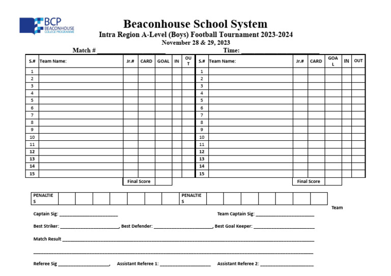 BCP Score Sheet | PDF | Premier League Clubs | English Football Club ...
