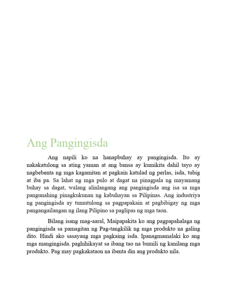 Ang Pangingisda Sa AP Task 1 Term 2 | PDF