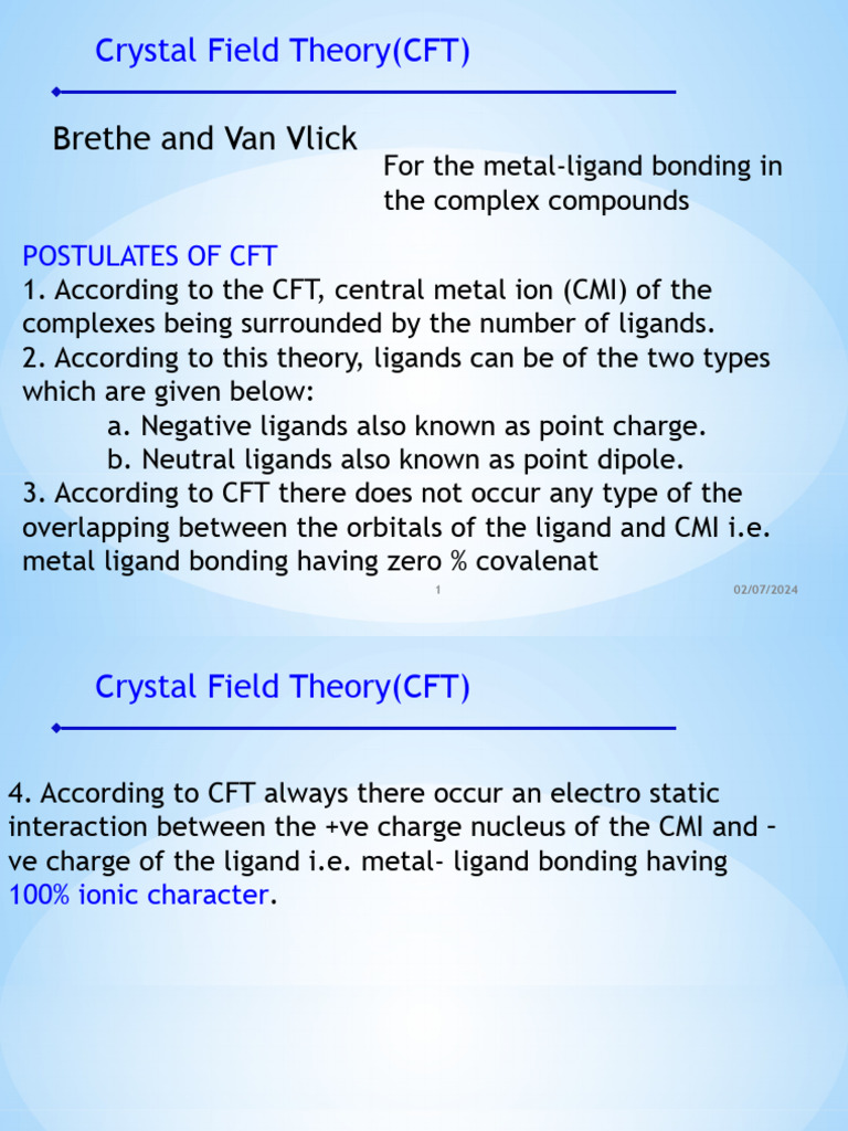 CFT For LE-1 | PDF | Ligand | Coordination Complex