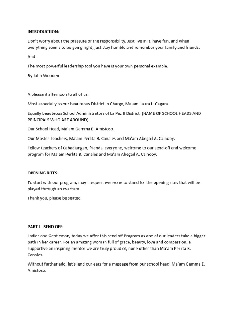 Send Off Script | PDF