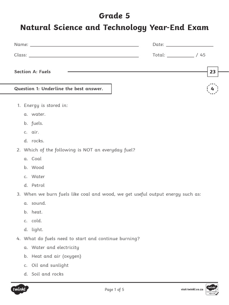 Grade 5 Natural Science Exam Review | PDF | Nature