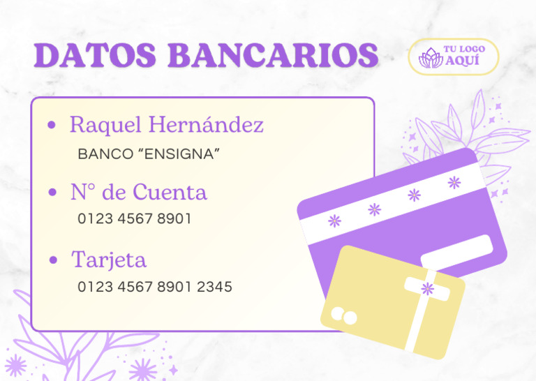 Tarjeta Datos Bancarios Ejemplo | PDF Tarjeta Datos Bancarios Ejemplo | PDF