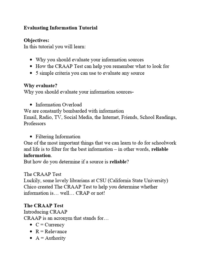 Evaluating Information - Large Print | PDF