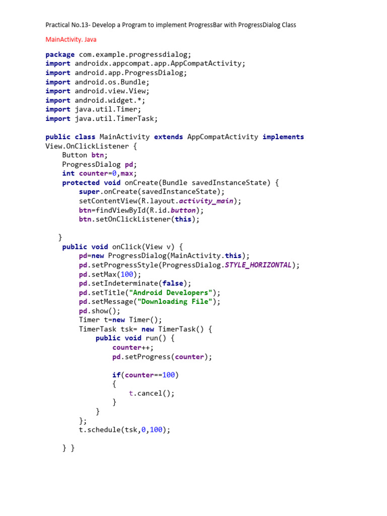 Android ProgressDialog Guide | PDF | Android (Operating System ...