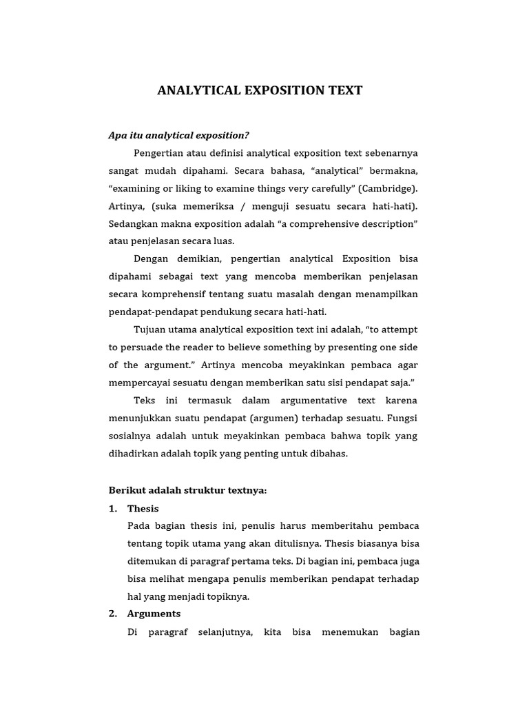 Analytical Exposition Text Kls | PDF
