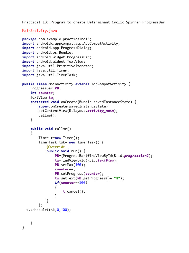 Practical 13. Determinant Cyclic Progress Bar | PDF | Mobile Linux ...
