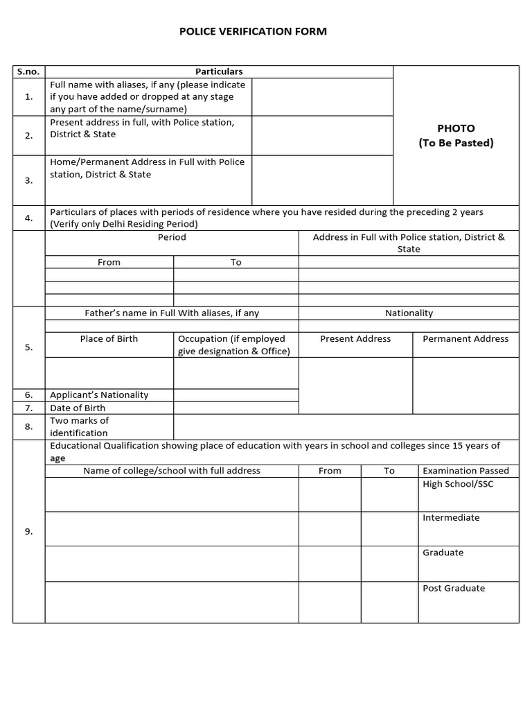 Police Verification Form | PDF | Crime & Violence | Law Enforcement