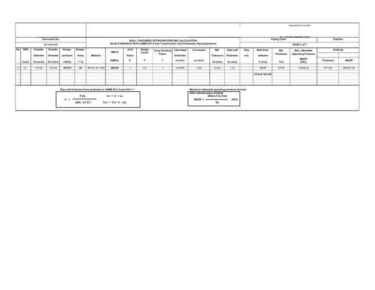 Wall Thickness Calculation Pipeline | PDF | Pipe (Fluid Conveyance) | Building Engineering