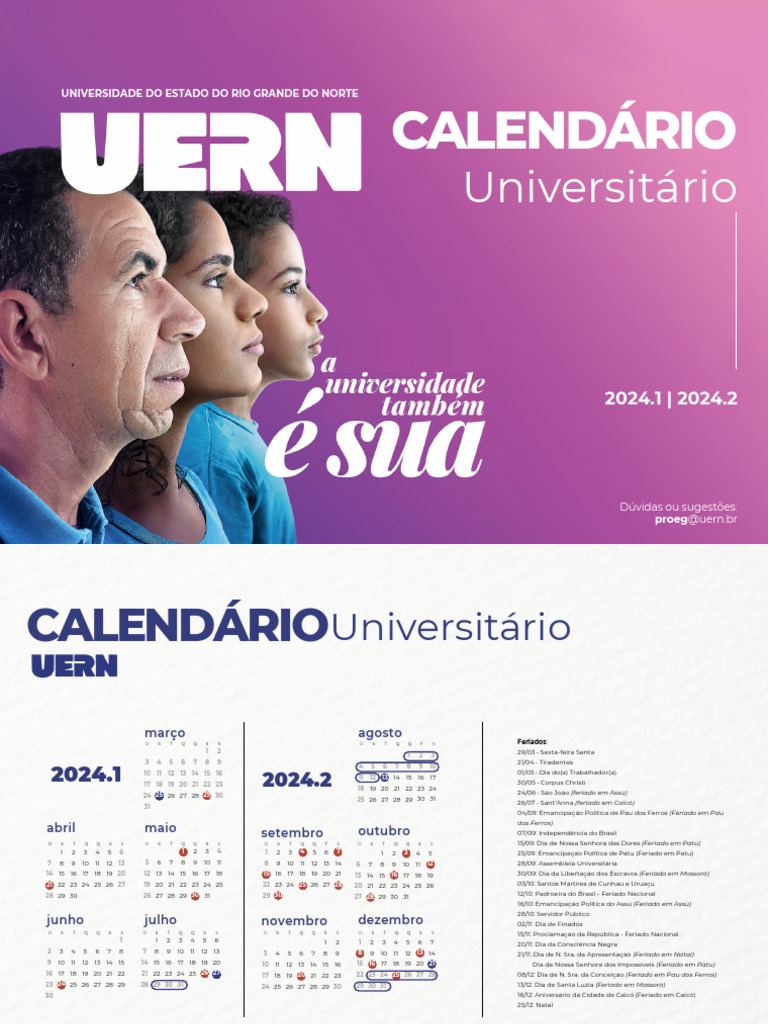 Calendário Universitário Uern DIGITAL | Download grátis PDF | Férias ...