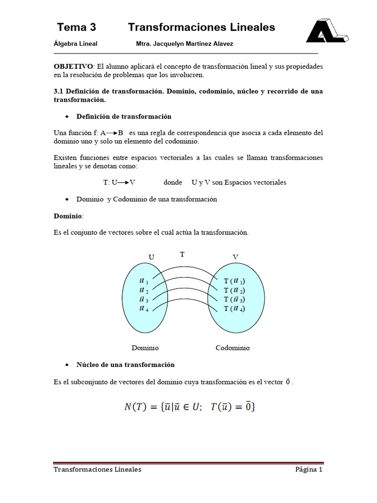 Transformaciones Lineales | PDF | Mapa lineal | Espacio vectorial