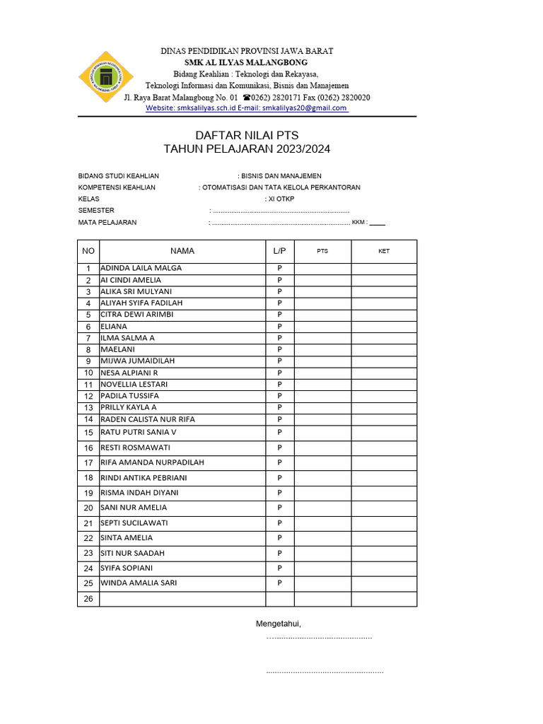 Format Penilaian Pts | PDF