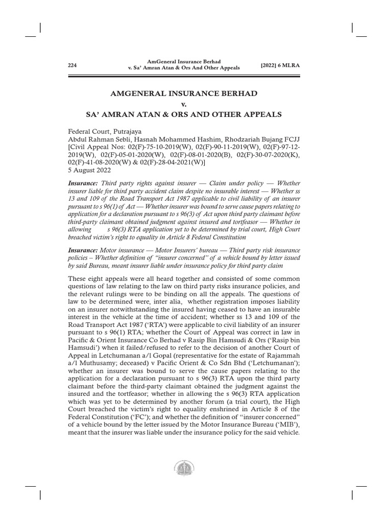 Am General Sa Amran | PDF | Tort | Insurance