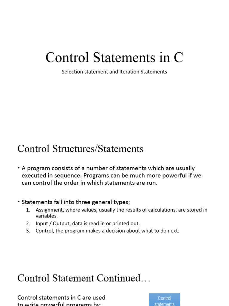 05 Control Statements in C | PDF | Control Flow | Computer Programming 05 Control Statements in C | PDF | Control Flow | Computer Programming