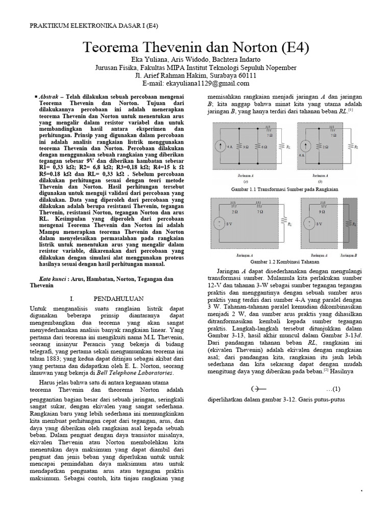 Teorema Thevenin Dan Norton | PDF