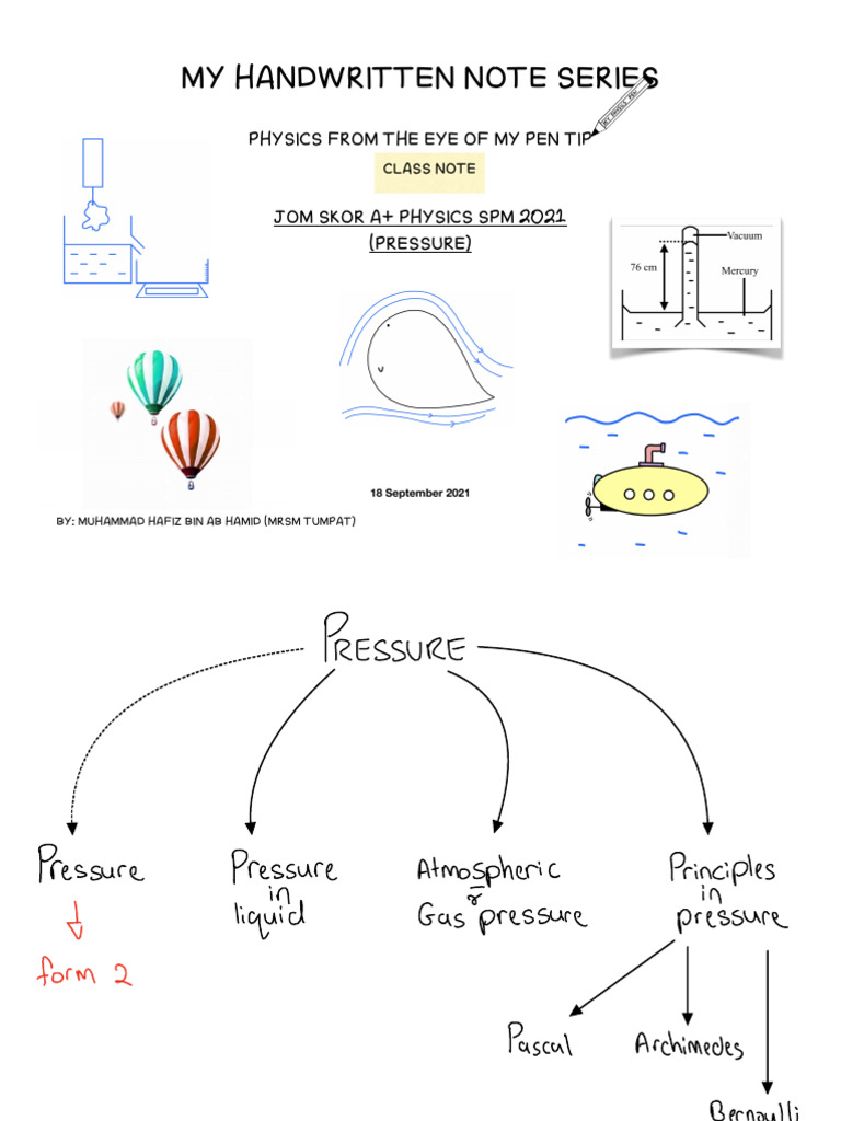 Jom Skor A+ Physics SPM - Pressure (Class Note - Live Copy) | PDF | Pressure | Gases