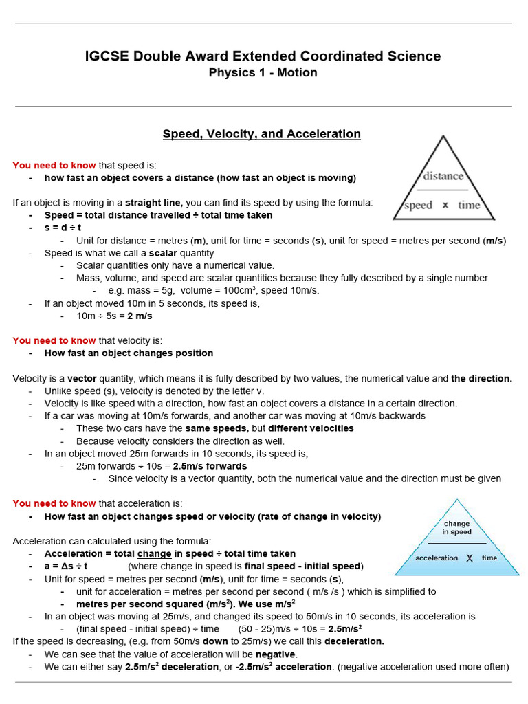 Combined Science Notes Physics | PDF | Force | Gases