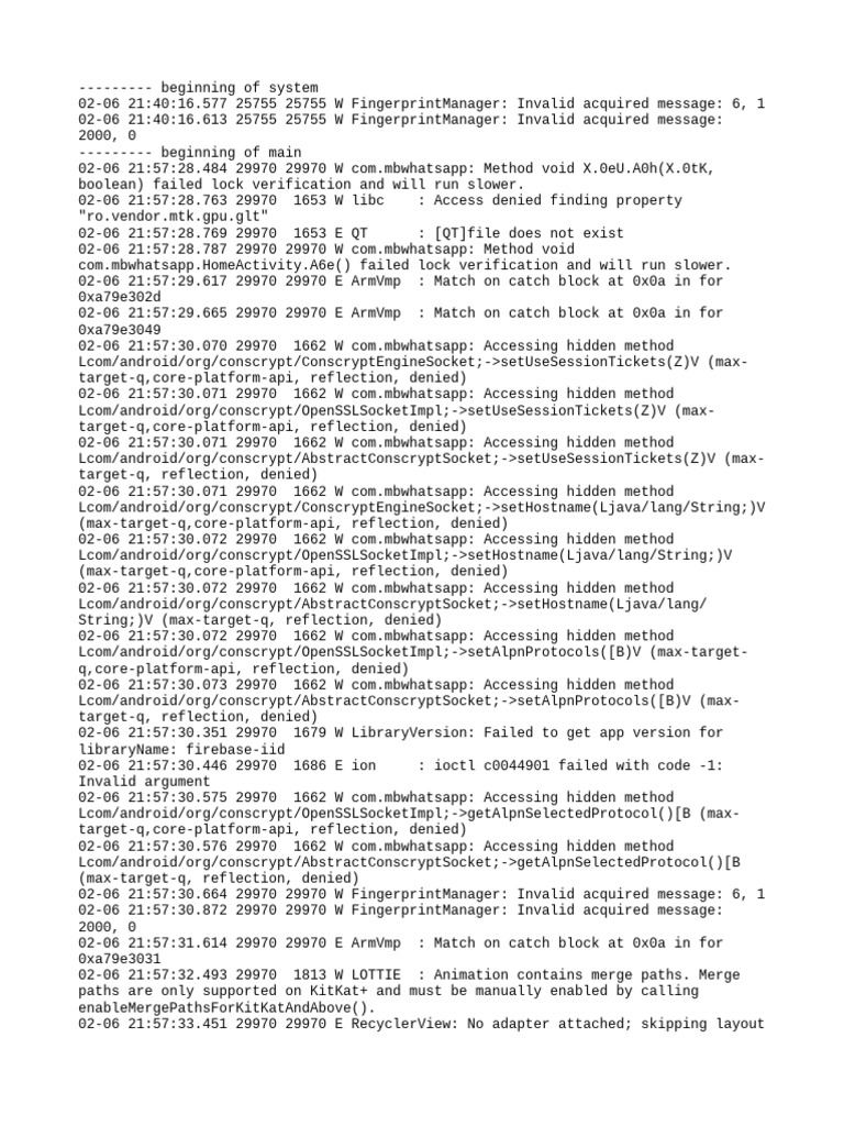 Android Debugging Log Analysis | PDF | Java (Programming Language) | Android (Operating System)