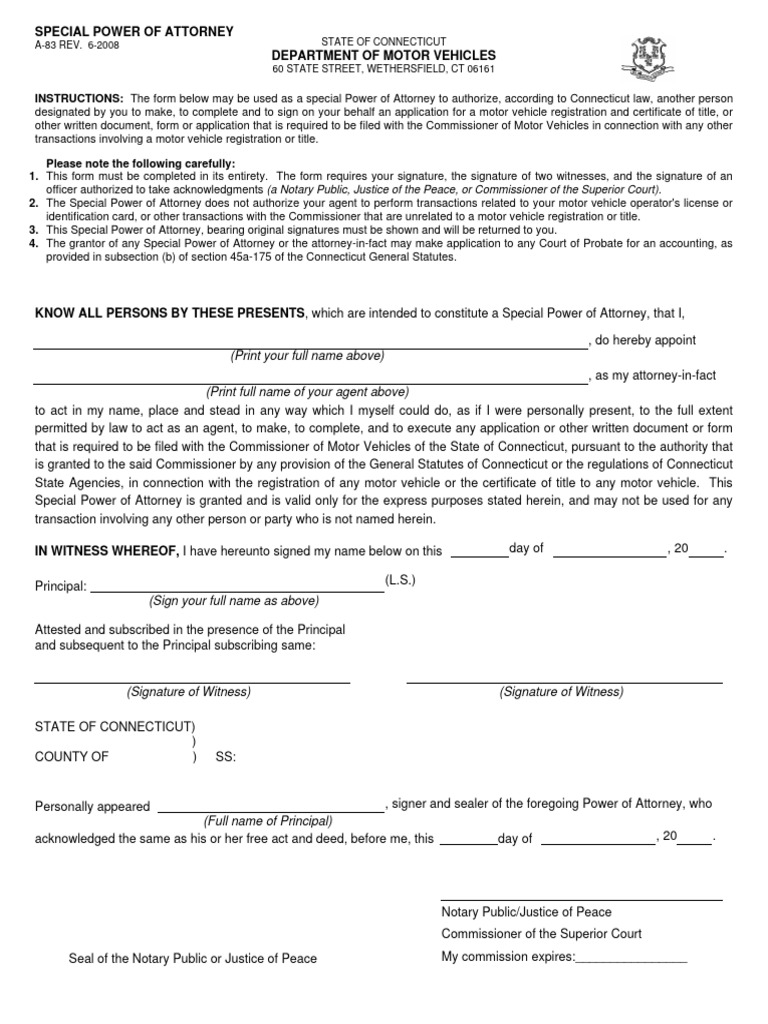 A83 PDF | PDF | Power Of Attorney | Notary Public