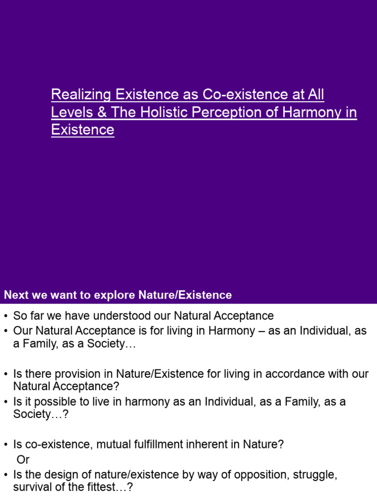 Harmony and Co-existence in Existence | PDF | Molecules | Nature