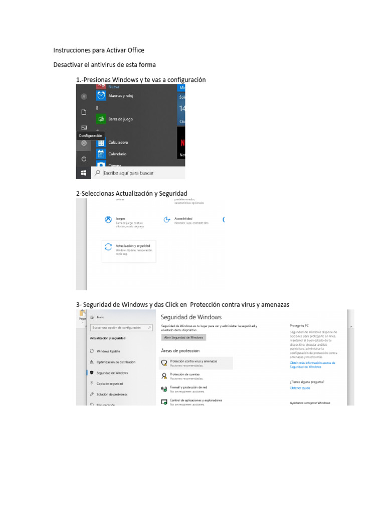 Instrucciones para Activar Office | PDF