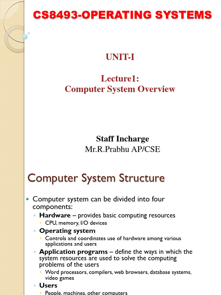 Lecture 1 | PDF | Operating System | Booting