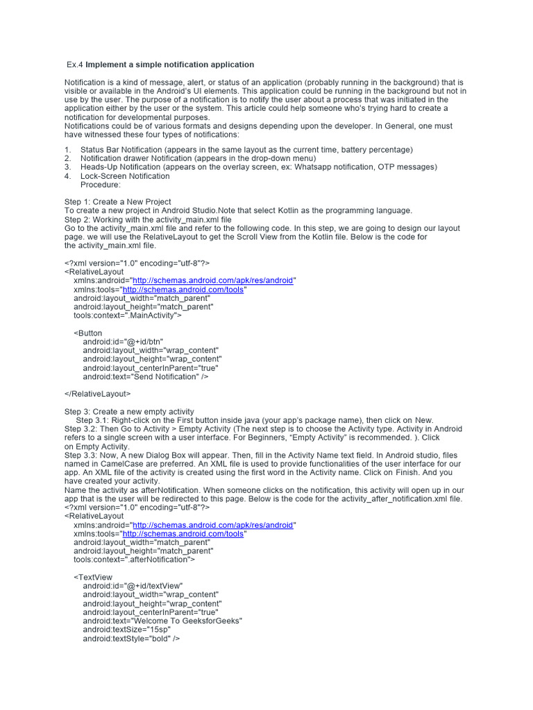 Notification Program | PDF | Android (Operating System) | Mobile App