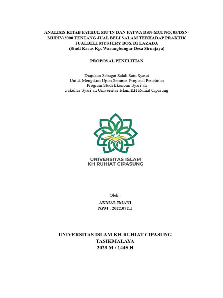 Template Proposal Penelitian Akmal Imani | PDF