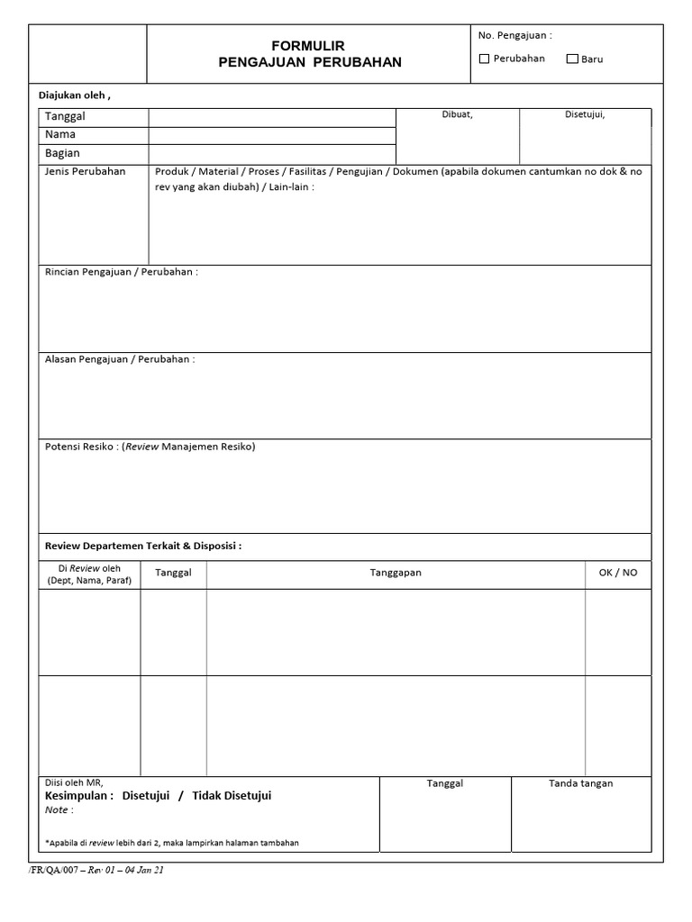 Contoh Pengajuan Perubahan | PDF
