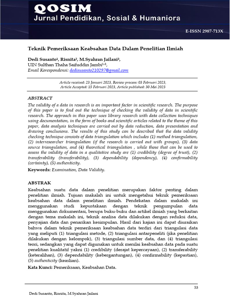 Teknik Keabsahan Data Penelitian Kualitatif | PDF