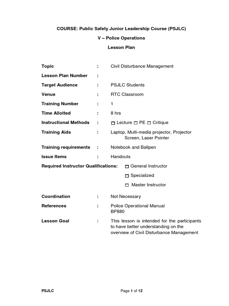 Civil Disturbance Management Training | PDF | Incident Command System ...