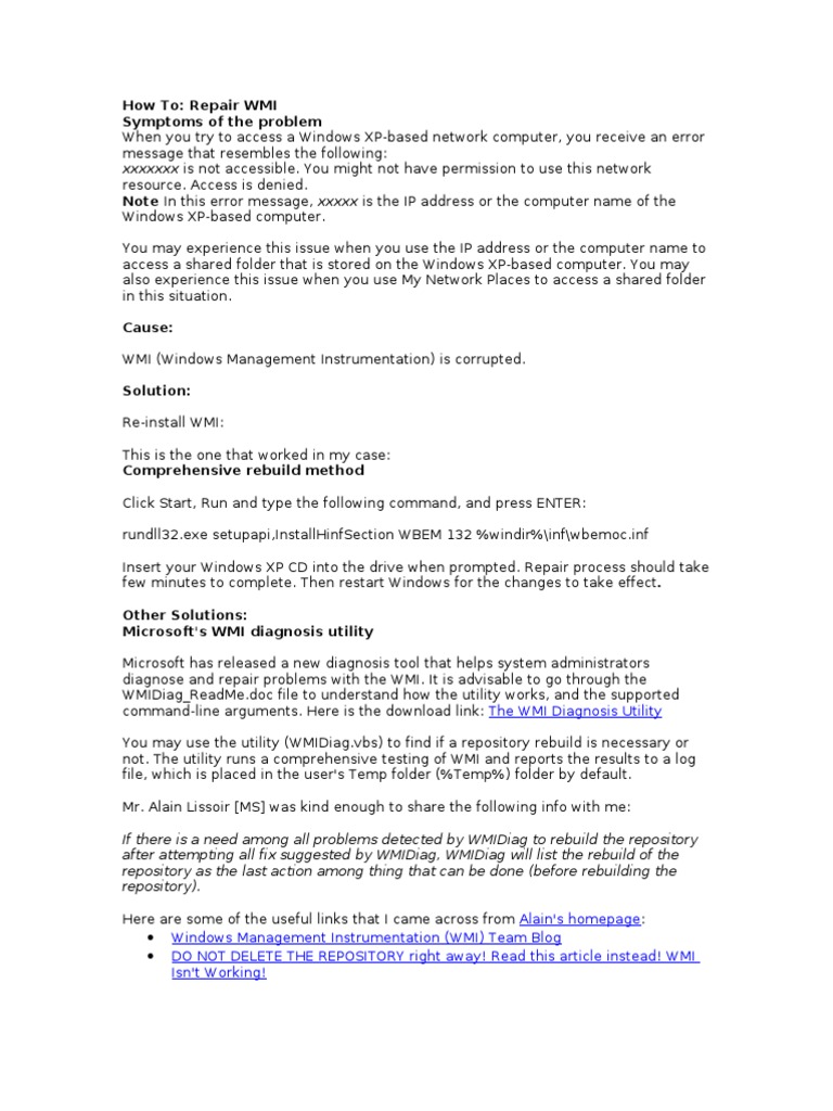 Repair WMI | PDF | Microsoft Windows | Command Line Interface