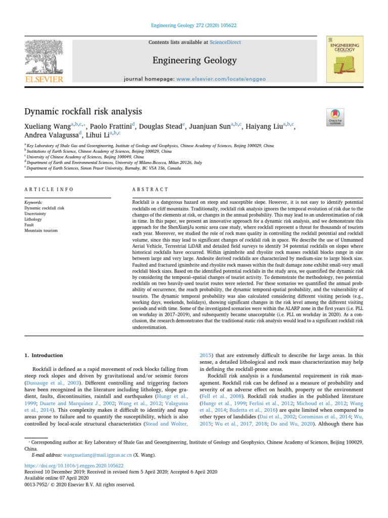 Wang - 2020 - Dynamic Rockfall Analysis | PDF | Risk | Standard Deviation