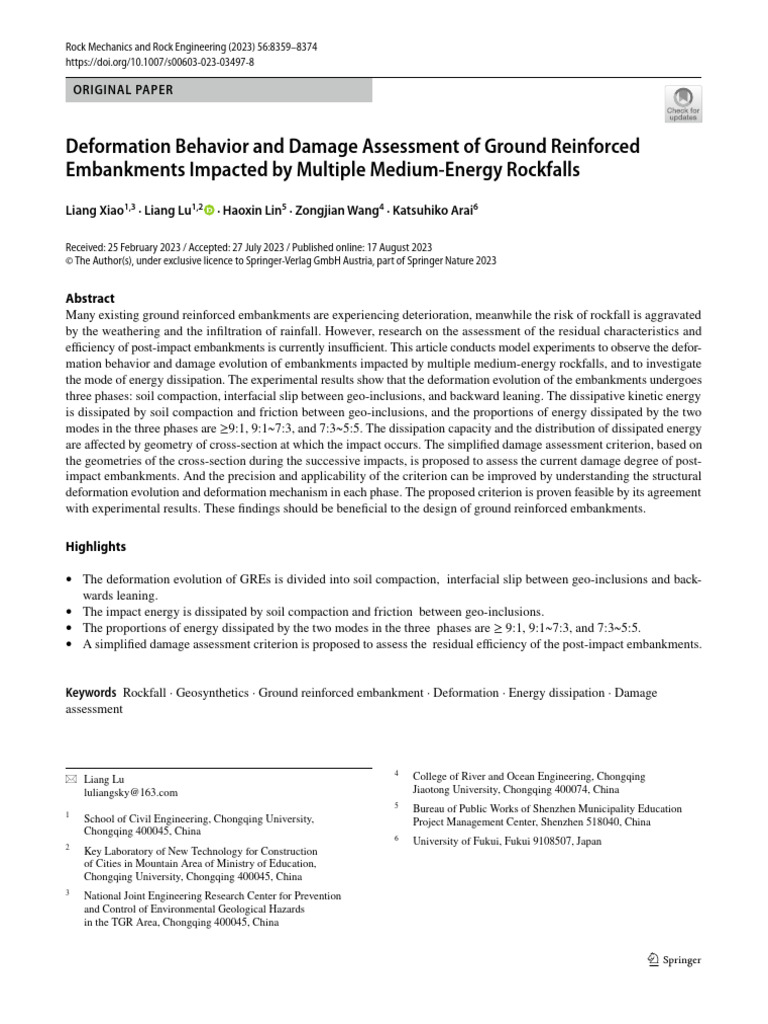 Xiao - 2023 - Deformation Behavior and Damage Assessment of Ground ...