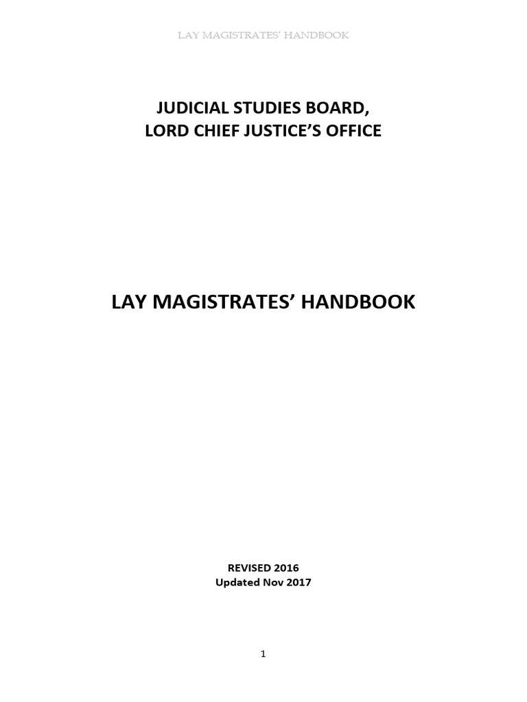 Lay Magistrates' Handbook Updated Nov 2017 | PDF | Justice Of The Peace ...