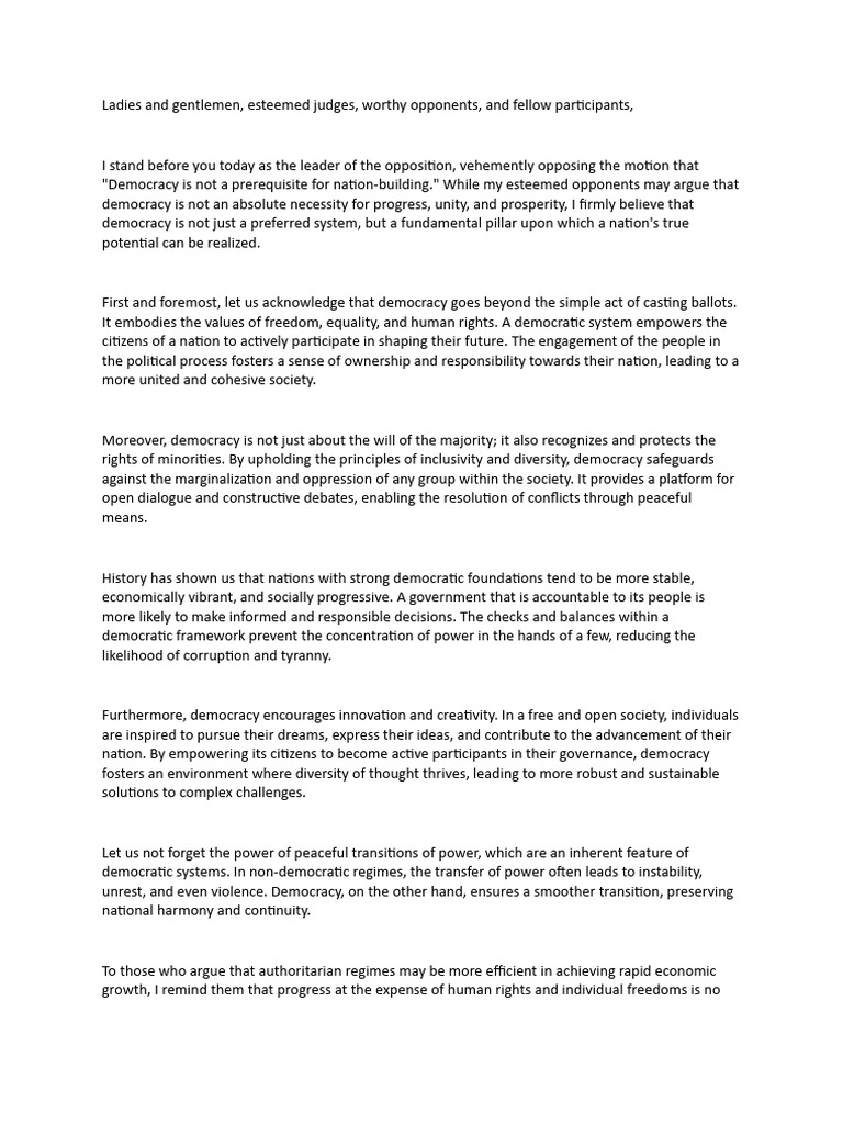 Debate Mock | PDF | Democracy | Political Ideologies