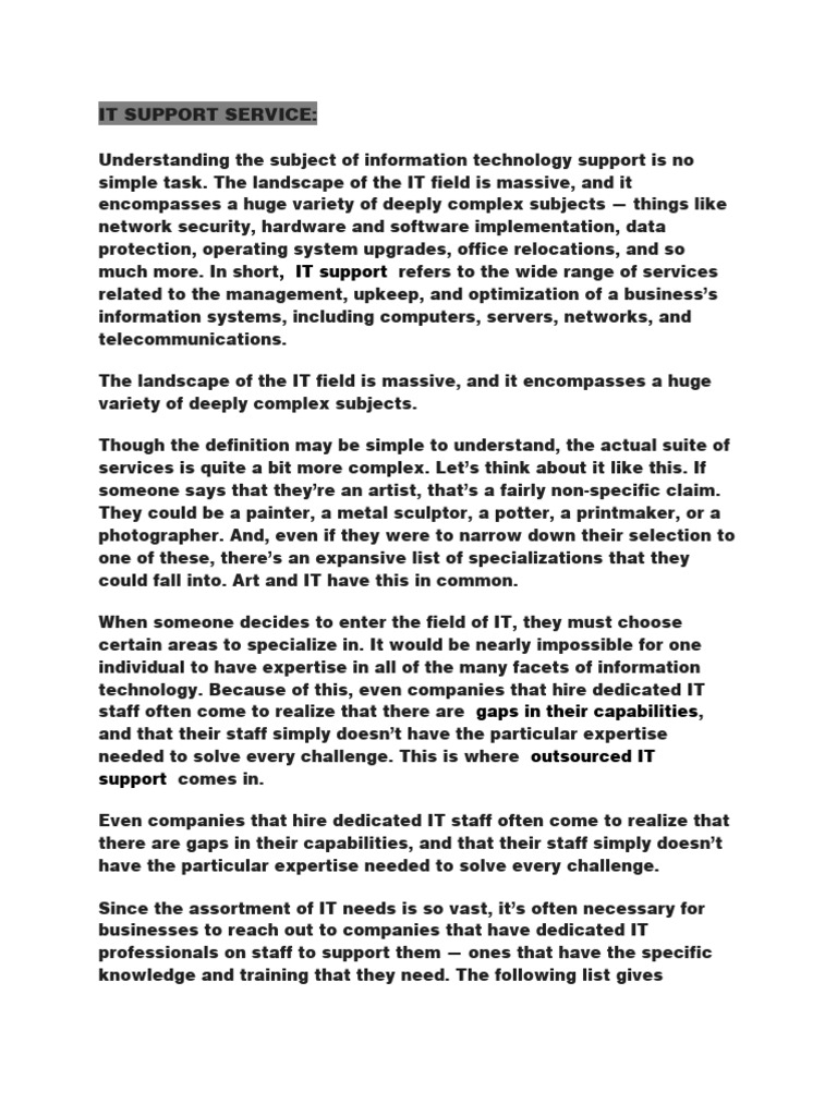 It Support | PDF | Expert | Computer Hardware