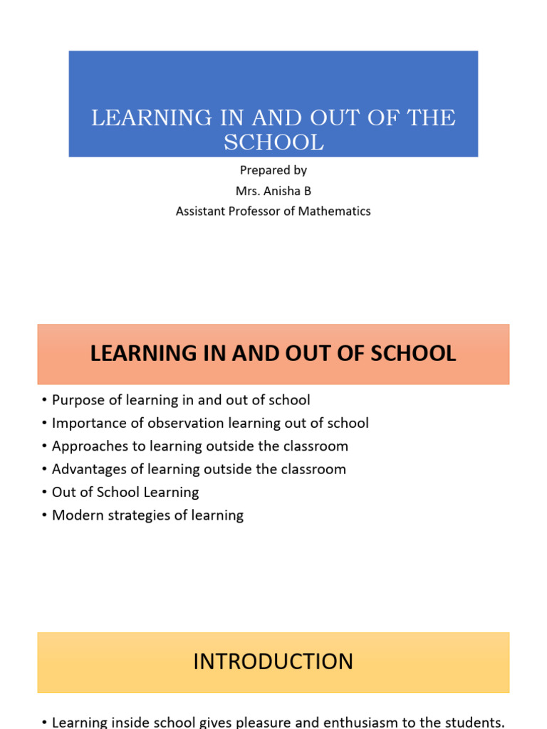 Learning in and Out of School | PDF | Learning | Schools