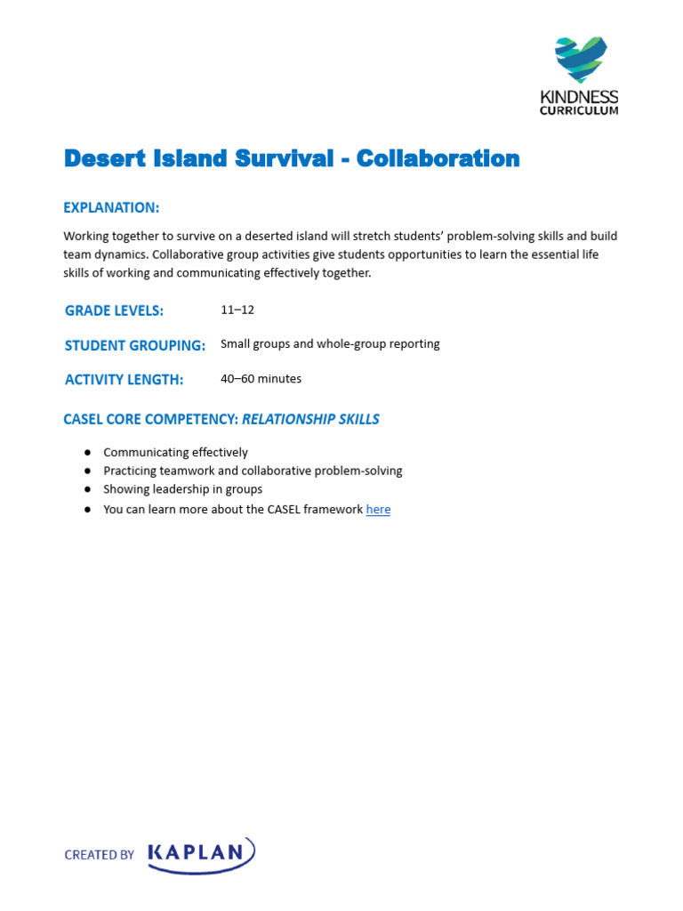 11 12 Collaboration Desert Island Survival | PDF | Behavior Modification | Communication
