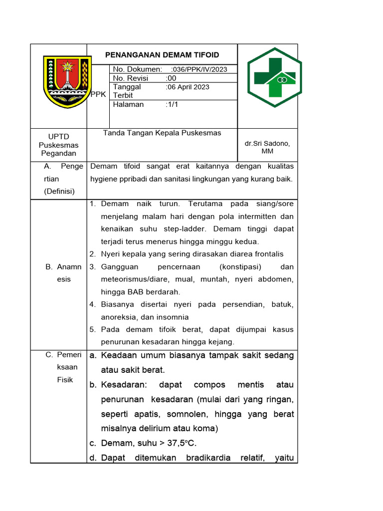 PPK Demam Tifoid | PDF
