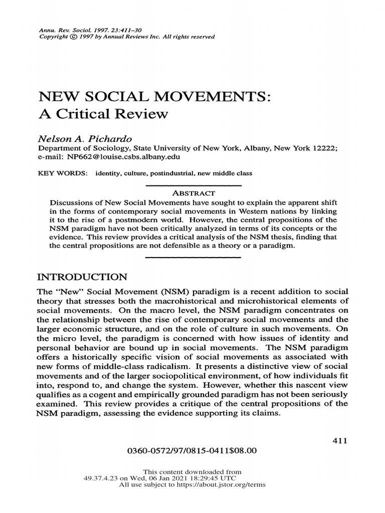 New Social Movement - A Critical Review | PDF | Philosophical Theories