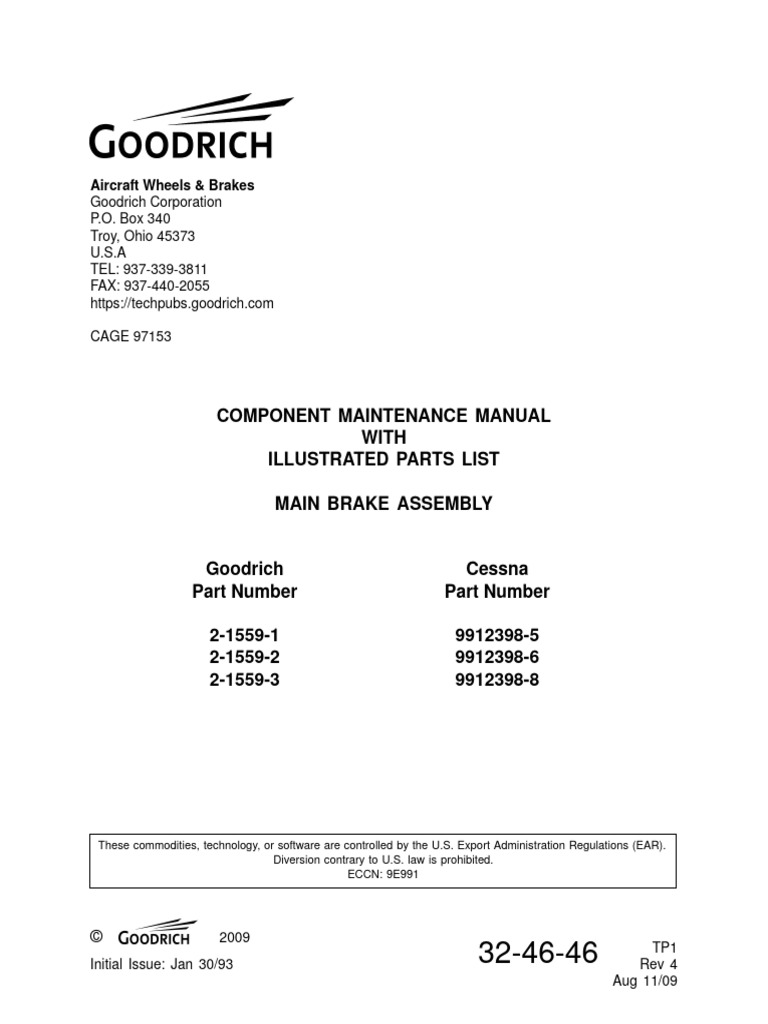 Component Maintenance Manual With Illustrated Parts List Main Brake ...