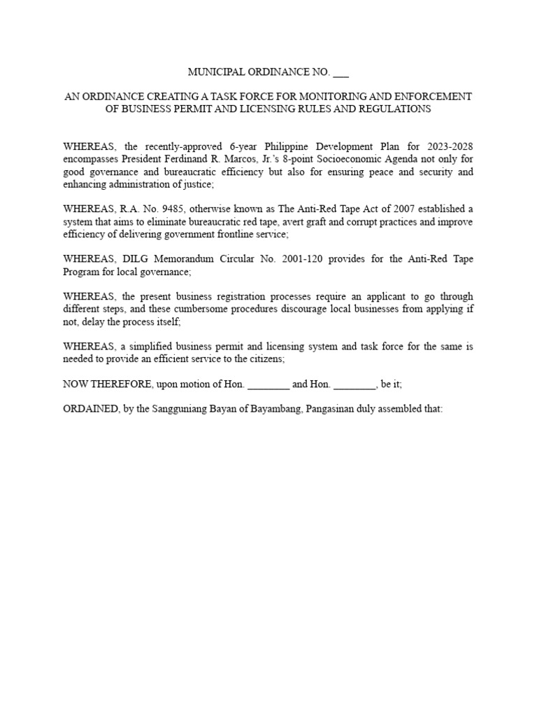 Sample - Task Force Ordinance EBPLS | PDF