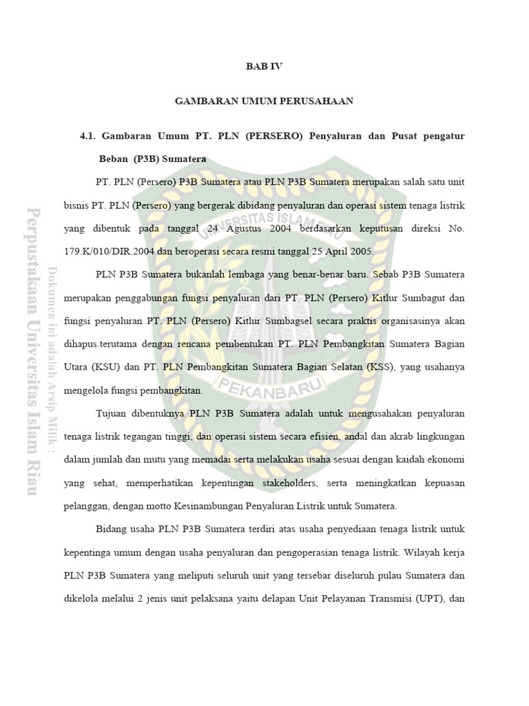Profil PT. PLN P3B Sumatera dan Strukturnya | PDF