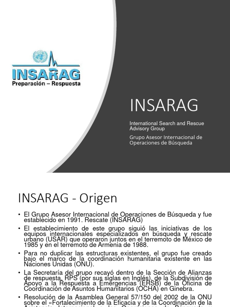Clase 006 - INSARAG | PDF | Políticas globales | Gestión de emergencias