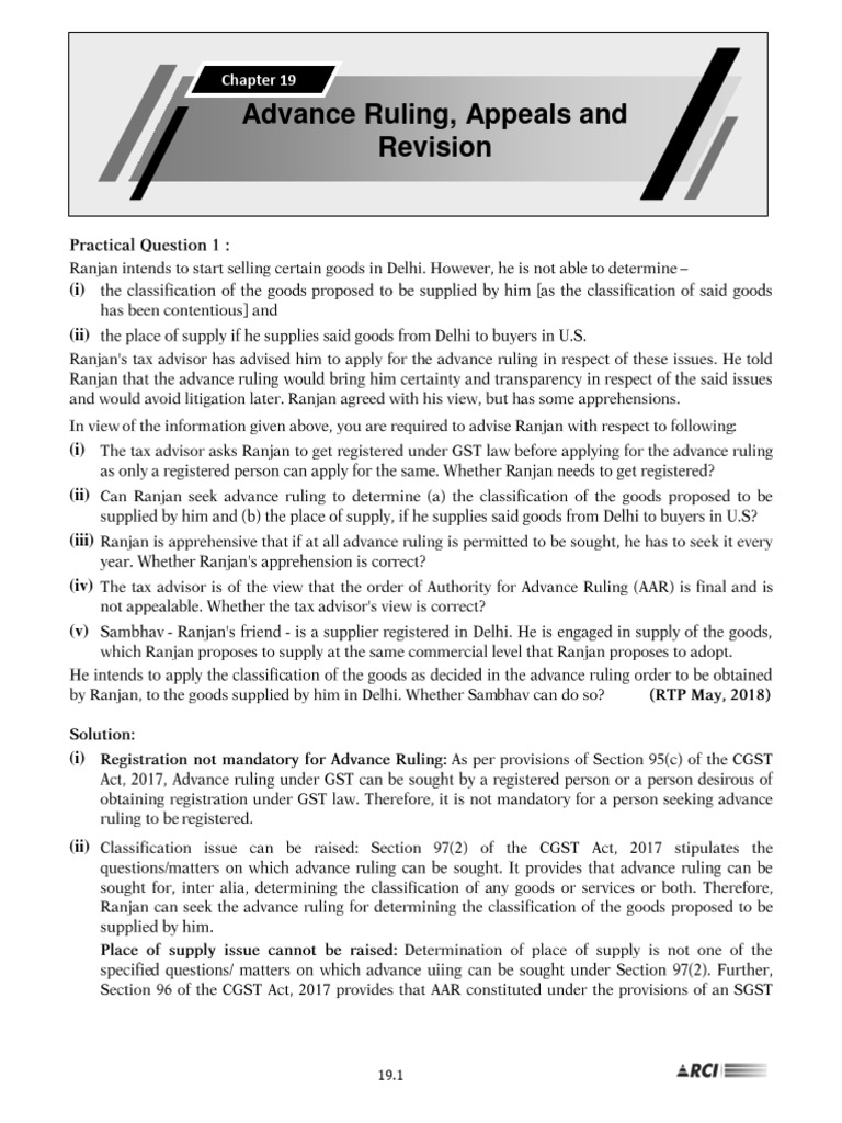 Additional Sums - 20. Advance Ruling, Appeals and Revision | PDF
