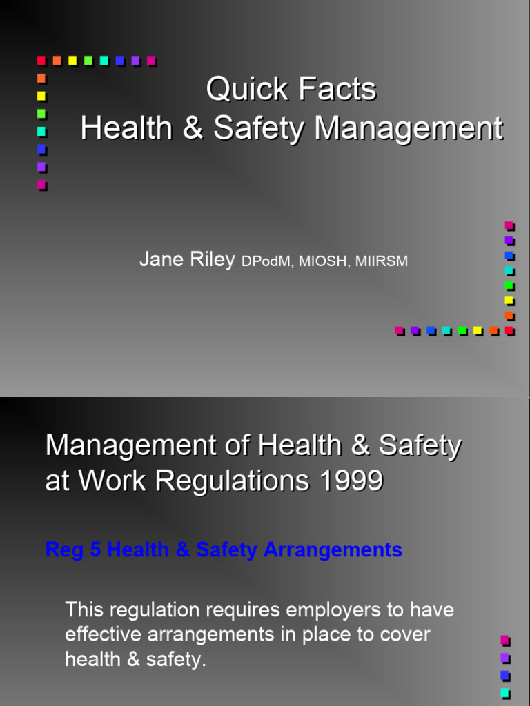 Quick Facts - H&S Management | PDF | Occupational Safety And Health ...